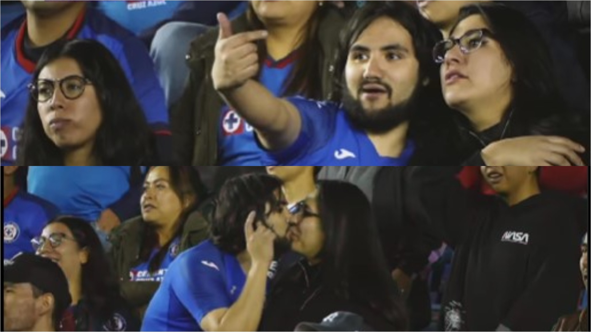 Aficionado de Cruz Azul se Vuelve Viral por Besar a su Novia y la Amiga en Pleno Partido | N+