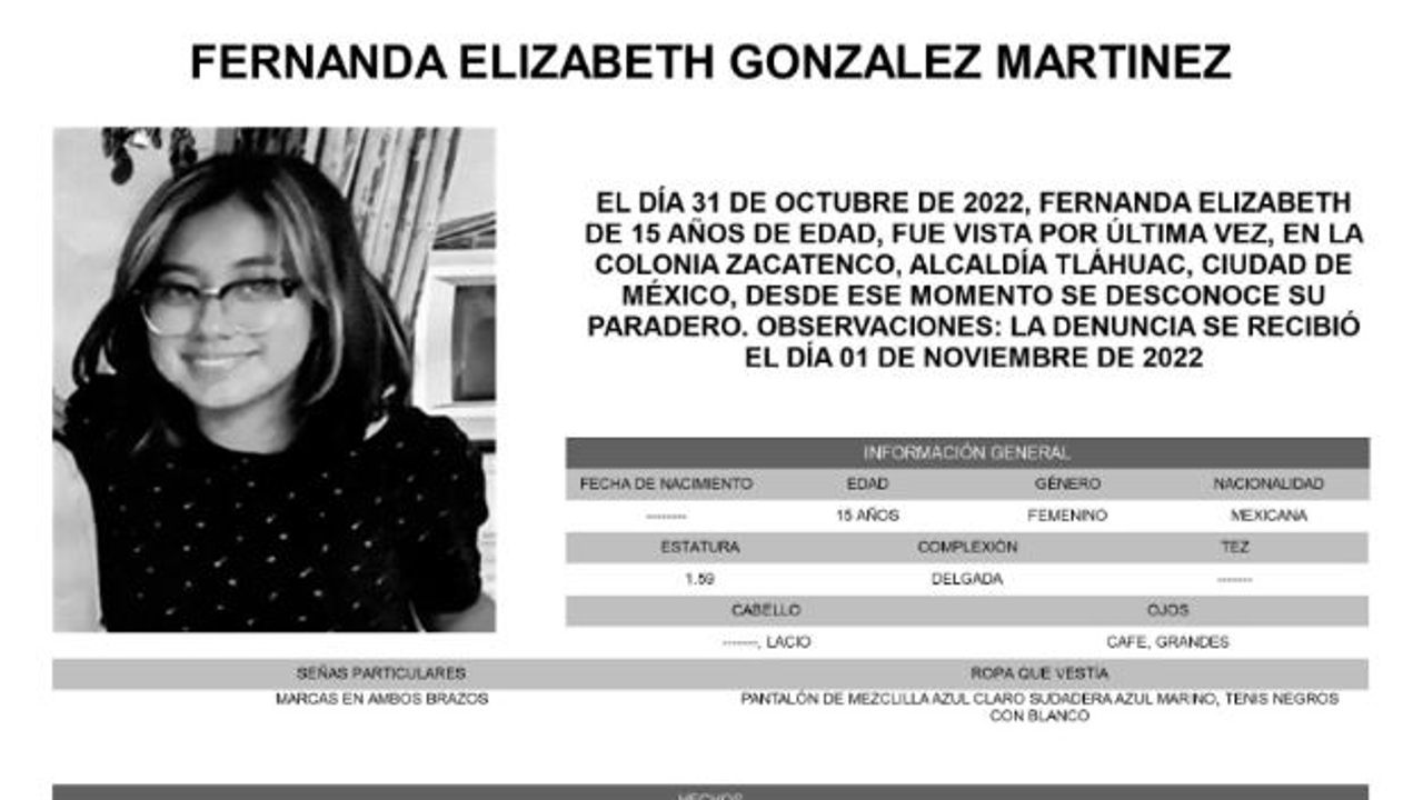 Alerta Amber: Fernanda Elizabeth González Martínez | N+