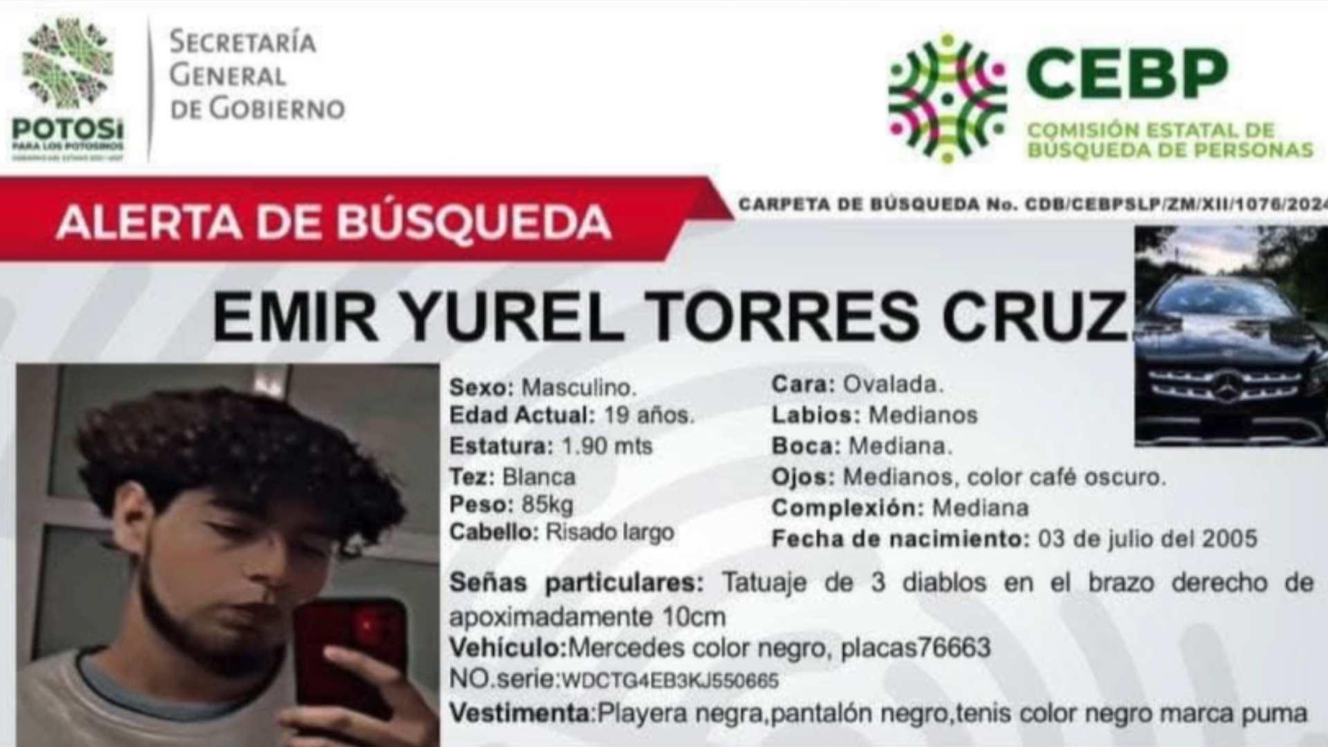 Emiten Ficha de Búsqueda para Emir Yurel Torres Cruz, Desaparecido en ...