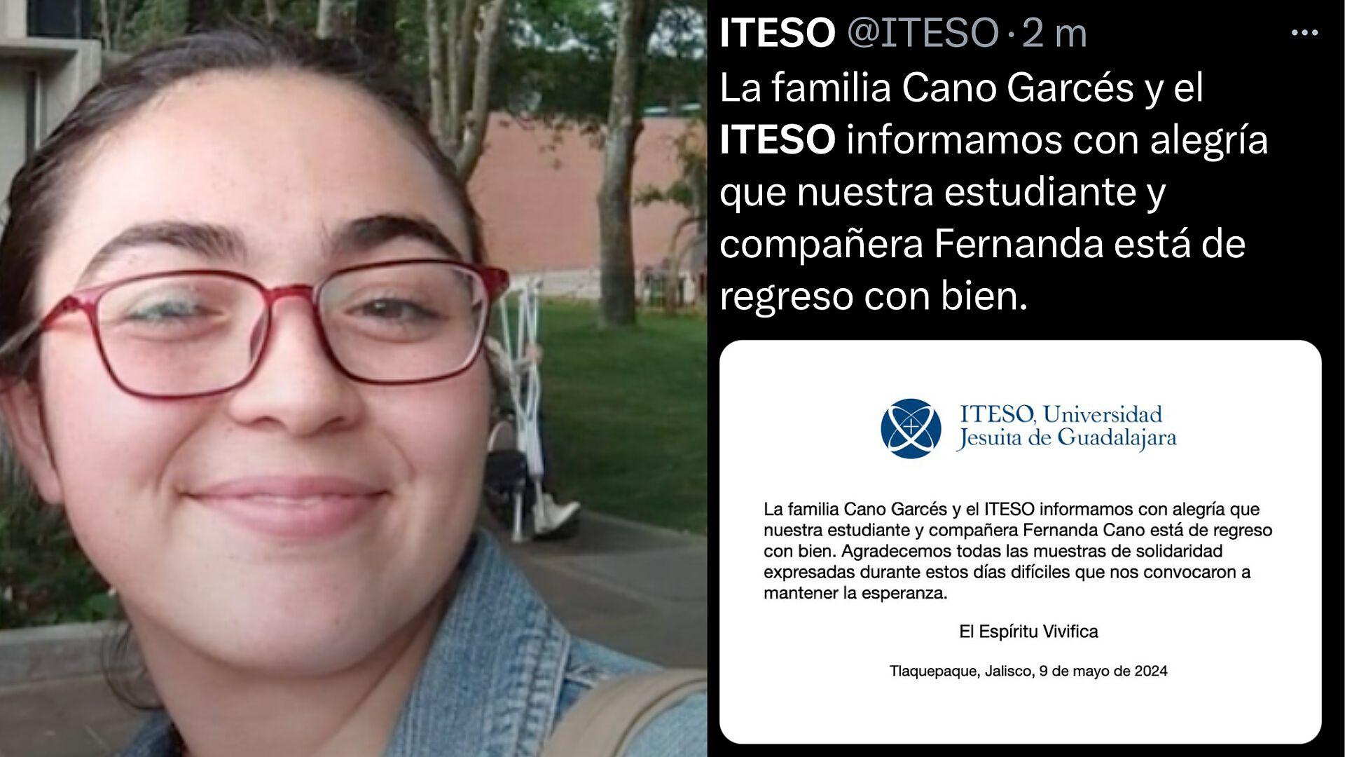 ITESO Emite Comunicado Informando que la Estudiante Fernanda Cano Fue ...