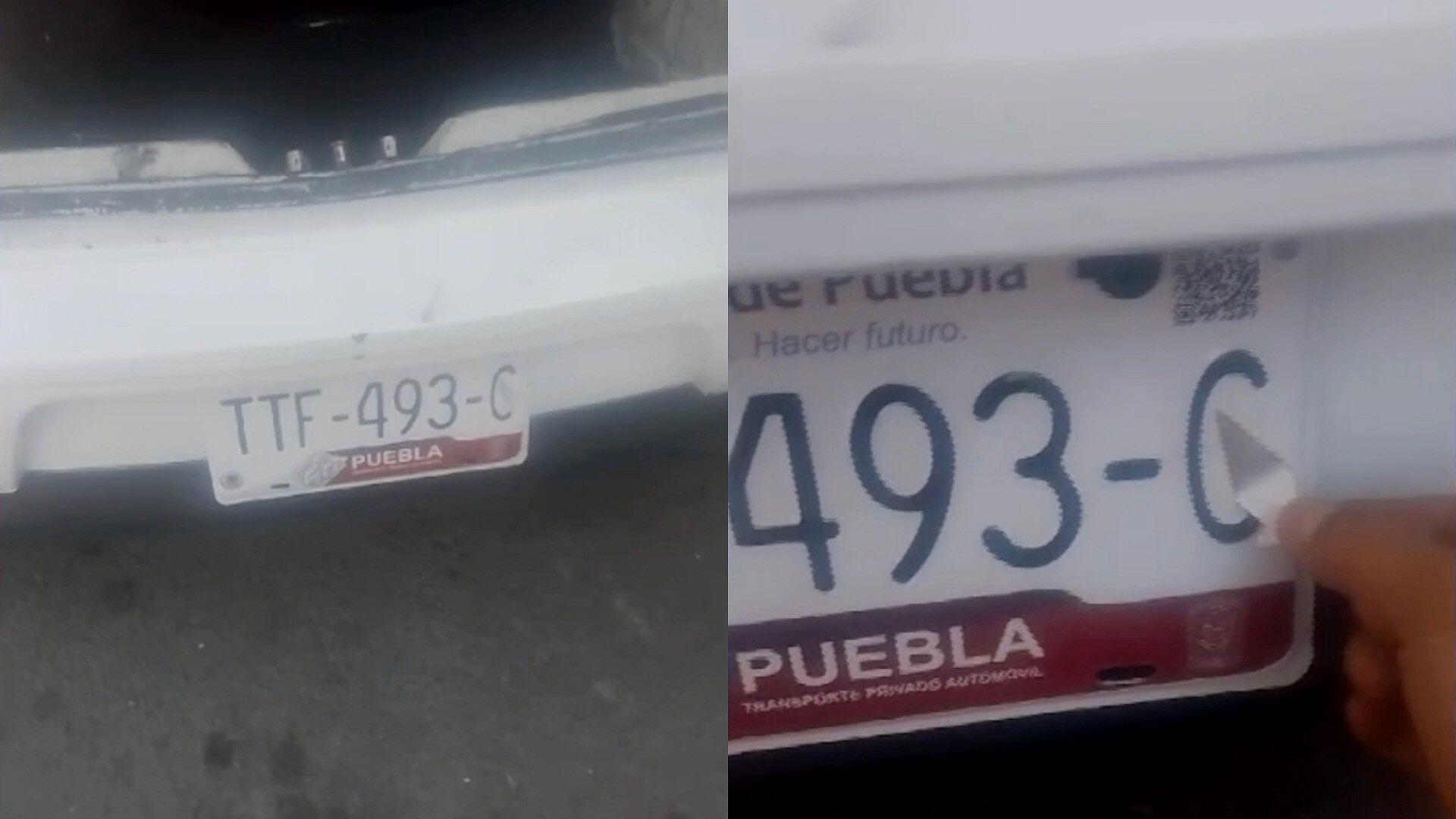 Exhiben Auto con Placas Falsas Fabricadas con Lámina y Vinil | N+