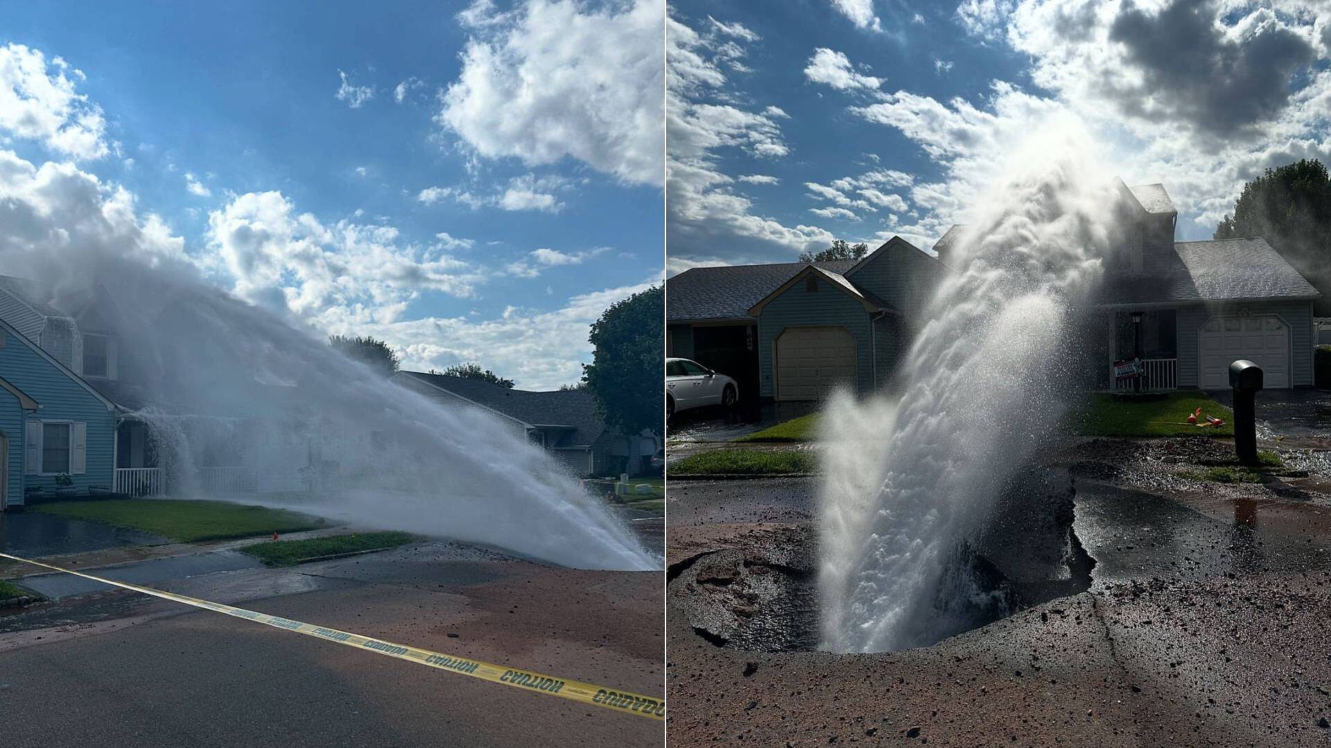 Géiser Gigante Inunda Casa por Tubería Rota en Nueva Jersey | N+