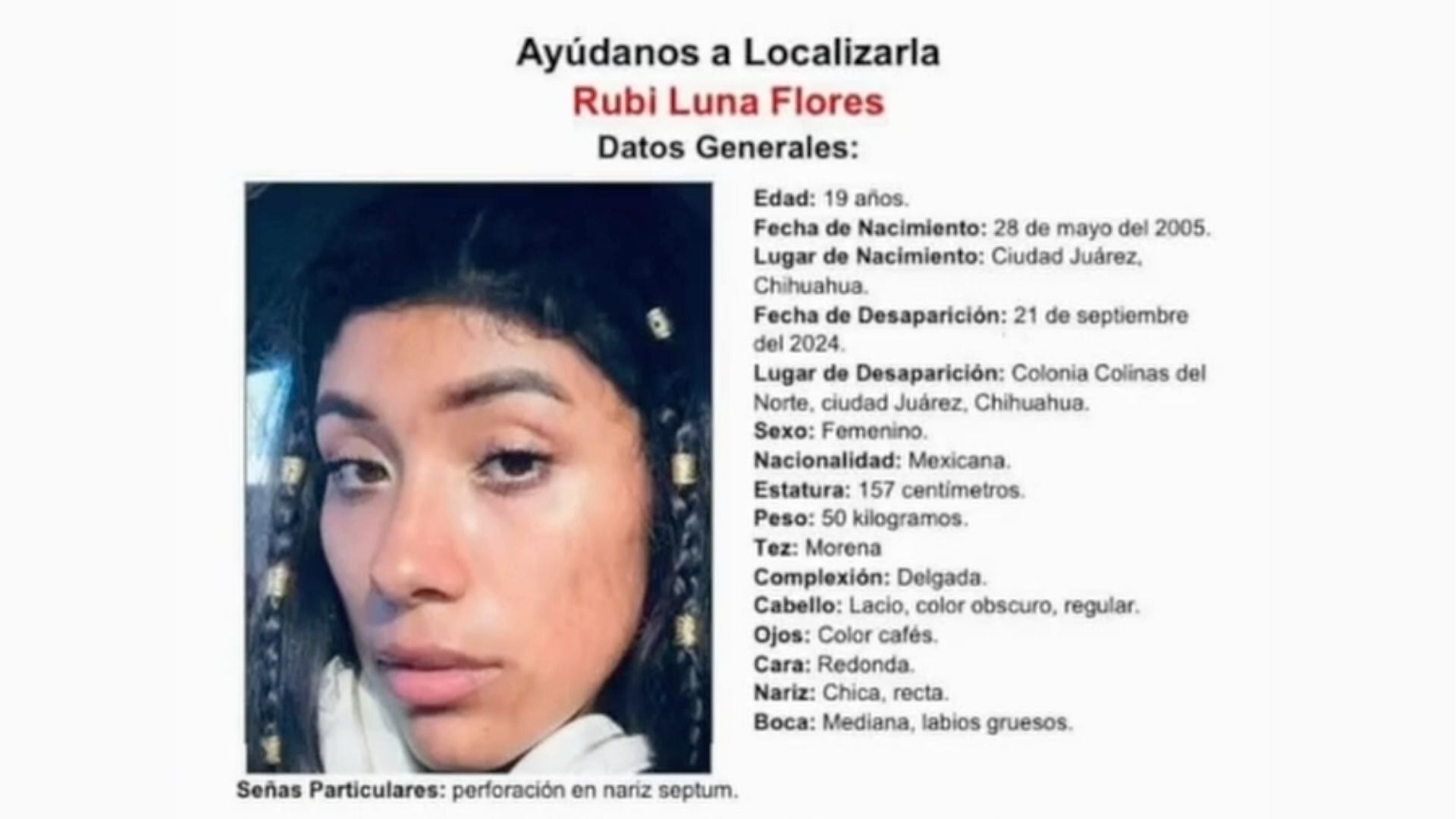 Continúa la Búsqueda de Rubí Luna Flores, Desaparecida en Ciudad Juárez ...